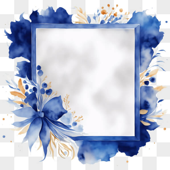 Download Blue Floral Frame with Gold Accents PNGs Online - Creative Fabrica