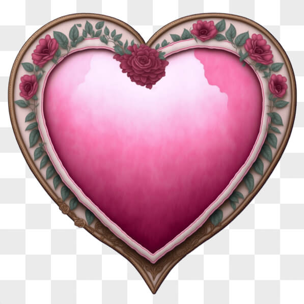 Descarga Marco en forma de corazón con rosas y flores rosadas PNGs En Línea - Creative Fabrica