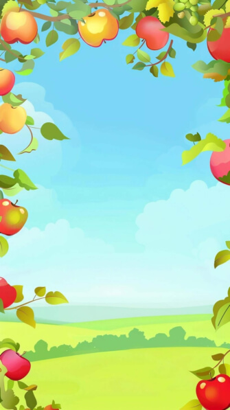 Download Colorful Apple Orchard Illustration Backgrounds Online ...