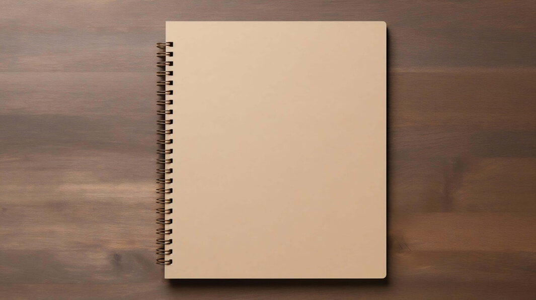 Download Empty Spiral Notebook on Wooden Table Mockups Online ...