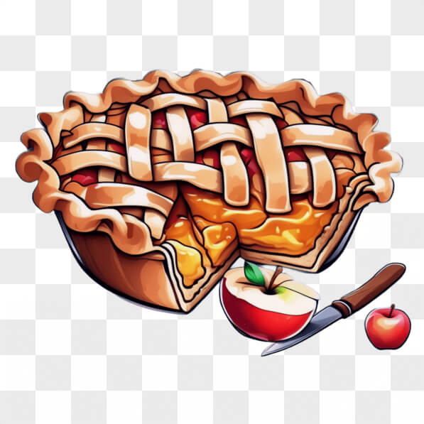Download Delicious Apple Pie with Slice and Knives Cartoons Online ...