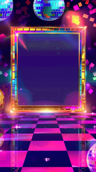 Download Colorful Background with Disco Balls and Neon Lights ...