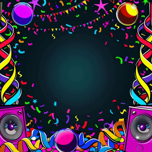 Download Colorful Party Background with Speakers and Confetti ...