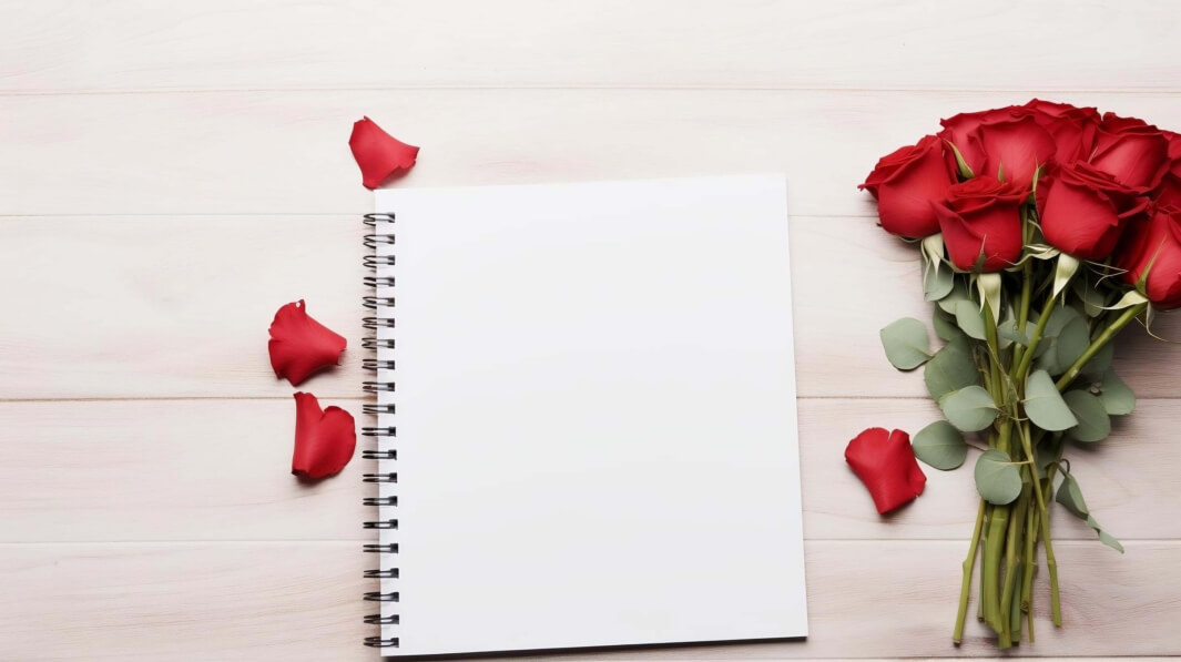 Download Romantic Bouquet of Red Roses and Notebook Mockups Online ...