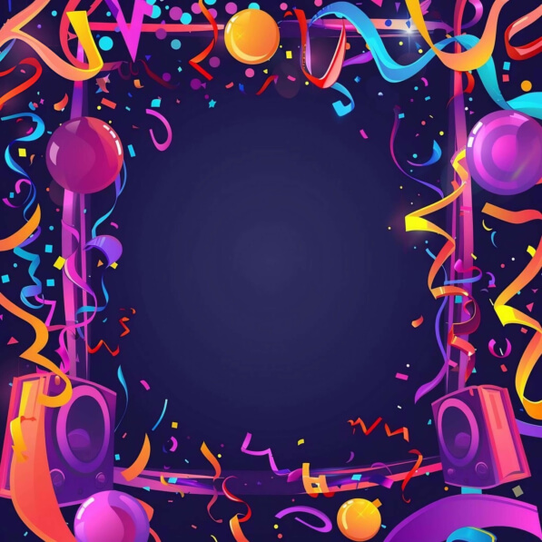 Download Colorful Party Frame with Confetti and Balloons Backgrounds ...