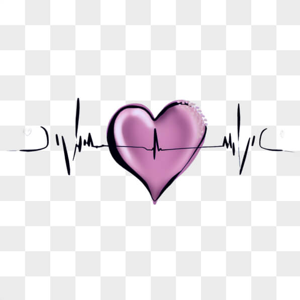 Download Pink Heart with ECG Line PNGs Online - Creative Fabrica