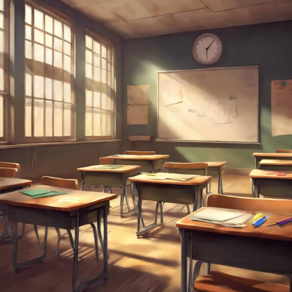 Download Empty Classroom with Wooden Desks and Chalkboard Backgrounds ...