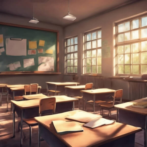 Download Empty Classroom with Wooden Desks and Chalkboard Backgrounds ...