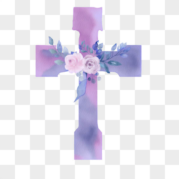 Descarga Cruz Morada y Azul con Flores PNGs En Línea - Creative Fabrica