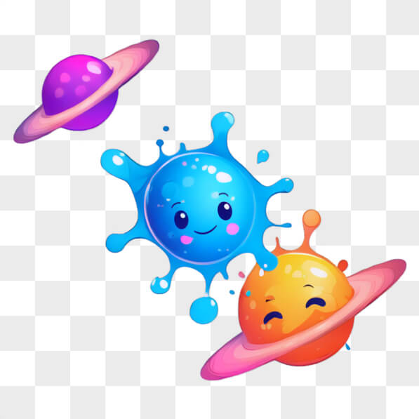 Download Colorful Solar System with Emoticon Planets Cartoons Online ...