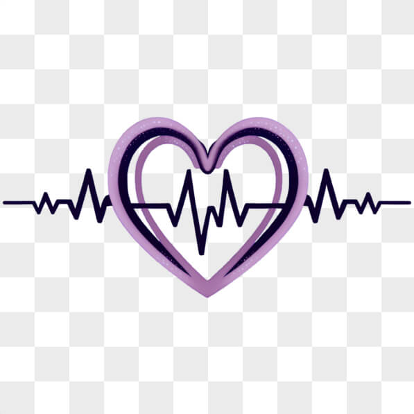 Download Purple Heart with ECG Line PNGs Online - Creative Fabrica