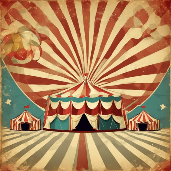 Download Vintage Circus Poster with Circus Tent and Stripes Backgrounds ...