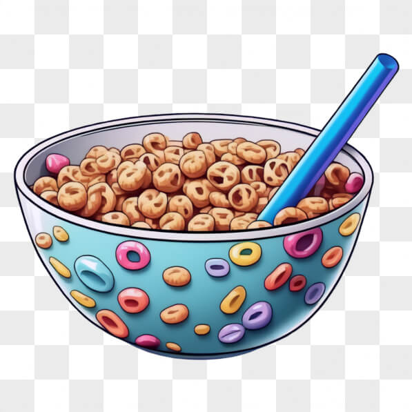 Download Colorful Bowl of Cereal with Balls and Blue Spoon Cartoons ...