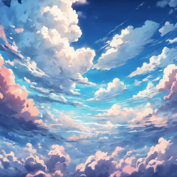 Download Anime-Style Blue Sky with Clouds Painting Backgrounds Online ...