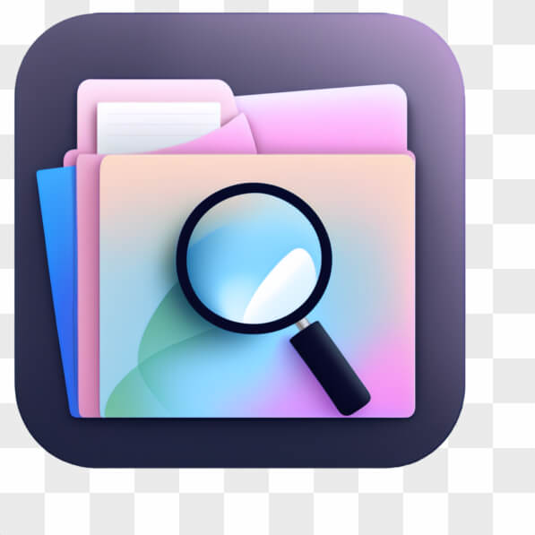 Download App Icon with Magnifying Glass and Colorful Folders PNGs ...