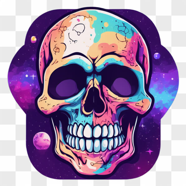 Download Colorful Alien Skull with Planets Cartoons Online - Creative ...
