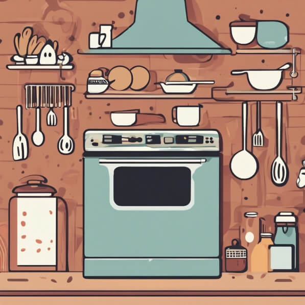 Download Kitchen Scene with Oven, Sink, Cooking Utensils, Pots, Pans ...
