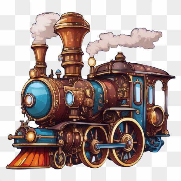 Download Steampunk-Style Train with Artistic Blue and Brown Colors ...