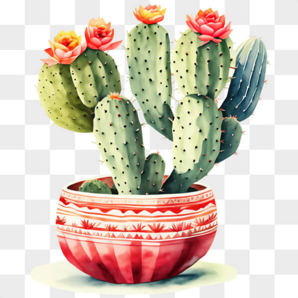 Download Potted Cactus with Red Roses and Flowers PNGs Online ...