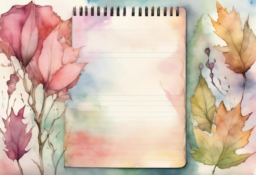 Download Watercolor Notepad with Autumn Leaves and Flowers Backgrounds ...