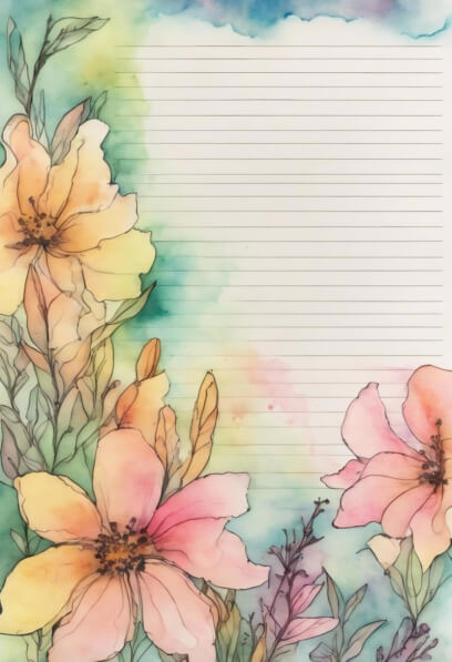 Download Lined Notebook with Watercolor Flowers Backgrounds Online ...
