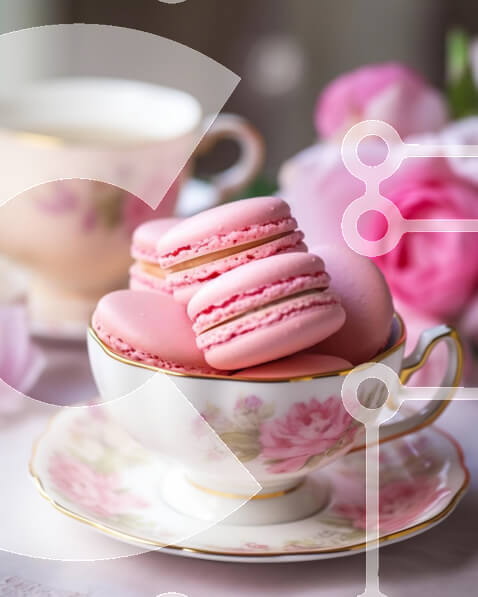 Romantic Setting with Pink Macaroons and Roses stock photo | Creative ...