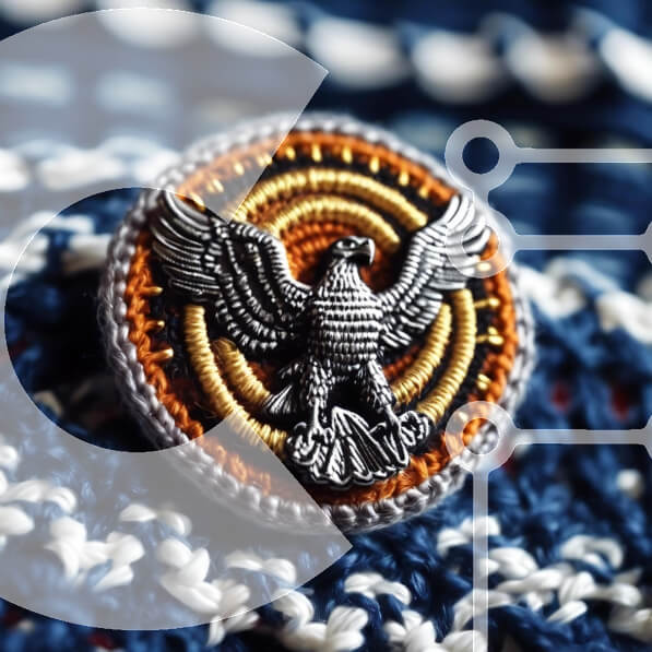 Embroidered Eagle Badge on Knitted Fabric stock photo | Creative Fabrica