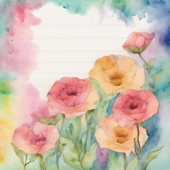 Download Watercolor Painting of Flowers with Notepad and Blank Space ...