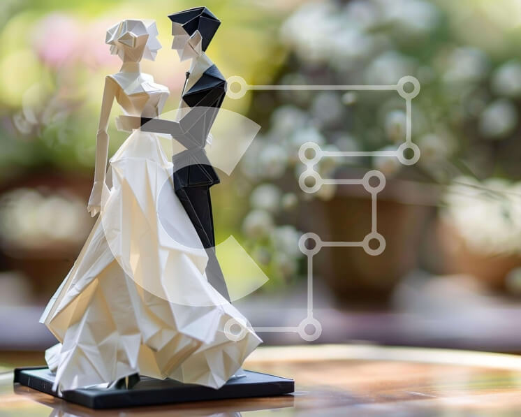 Download Origami Bride and Groom with Flowers Stockphotos Online - Creative Fabrica