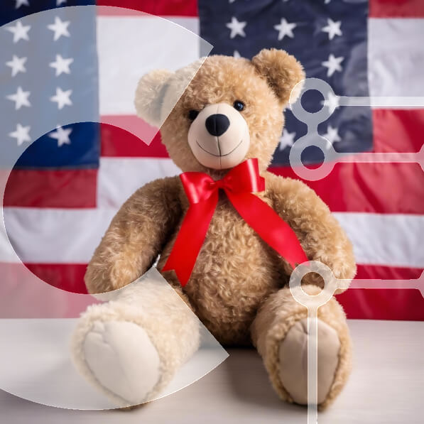 Patriotic Teddy Bear on 4th of July with American Flag stock photo ...