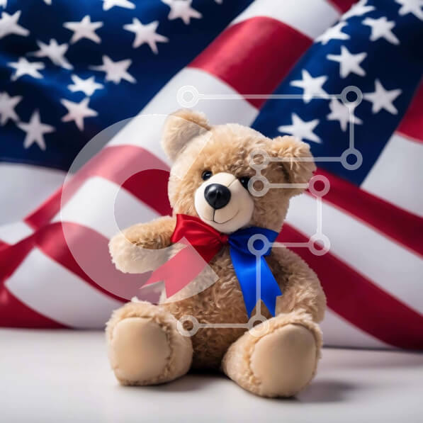 Patriotic Teddy Bear on 4th of July with American Flag stock photo ...