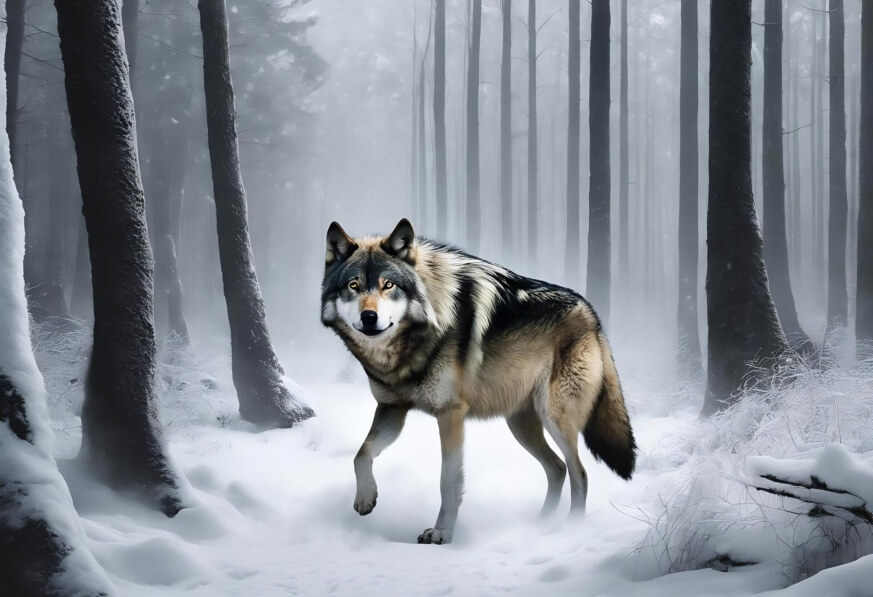 Download Majestic Wolf Walking in Snowy Woods Backgrounds Online ...