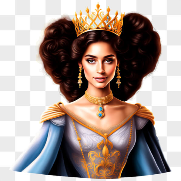 Download Royal Woman in Blue and Gold Attire with Elaborate Crown PNGs ...