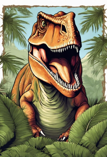 Download Orange T-Rex in Nature Backgrounds Online - Creative Fabrica