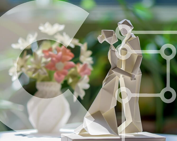 Elegant Origami Sculpture of a Couple with Decorative Theme stock photo ...