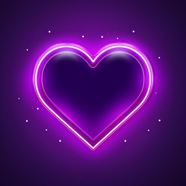 Descarga Letrero de neón en forma de corazón morado sobre fondo oscuro ...