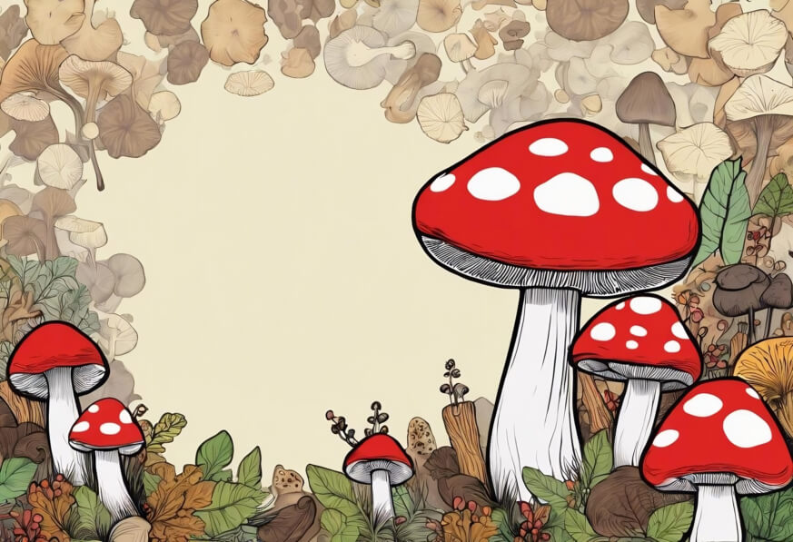 Download Colorful Mushroom Illustration in Forest Backgrounds Online ...
