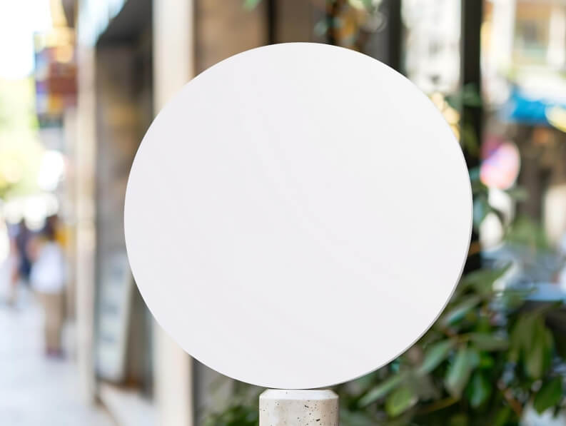 Download White Circular Sign in the City Mockups Online - Creative Fabrica