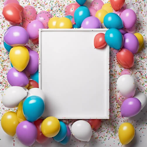 Download Colorful Birthday Frame with Balloons and Confetti Backgrounds ...