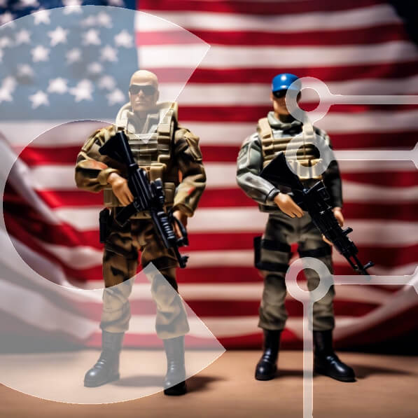 Toy Soldiers in Military Uniforms with American Flag stock photo ...