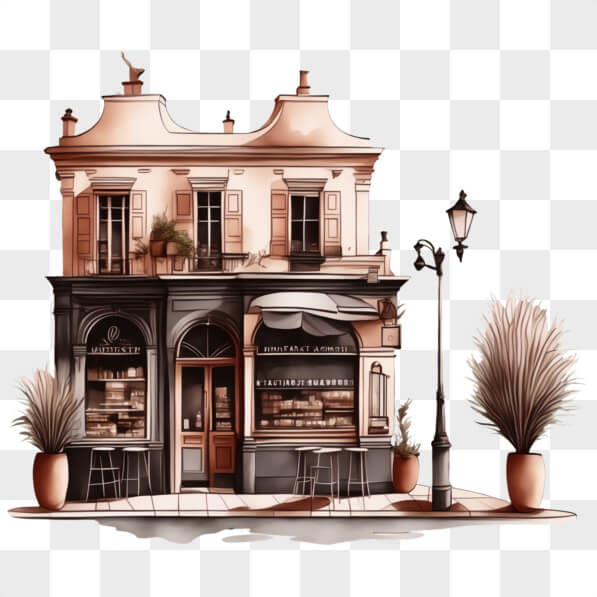 Download Illustration of a Coffee Shop or Bakery Building in Paris PNGs ...