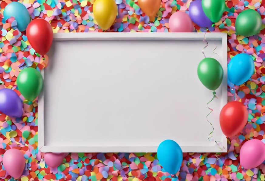 Download Colorful Birthday Party Frame with Balloons and Confetti ...