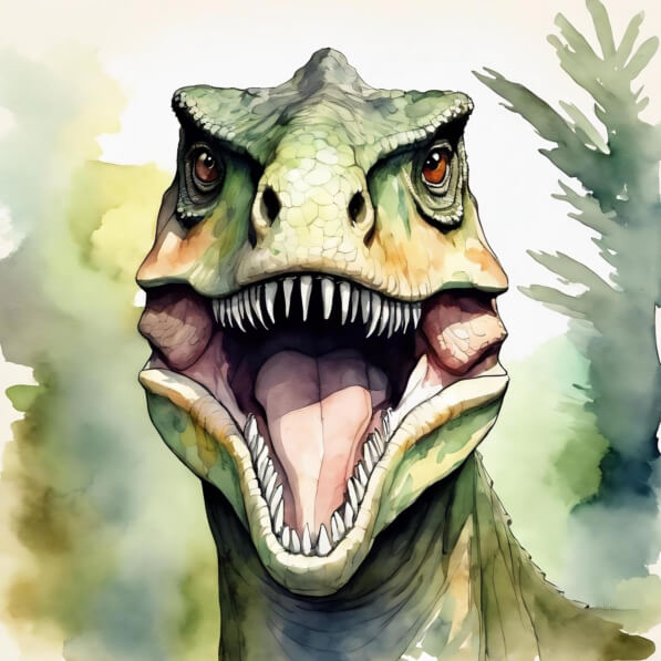 Download Watercolor Painting of Roaring Tyrannosaurus Dinosaur ...