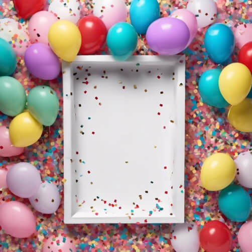 Download Colorful Birthday Frame with Balloons and Confetti Backgrounds ...