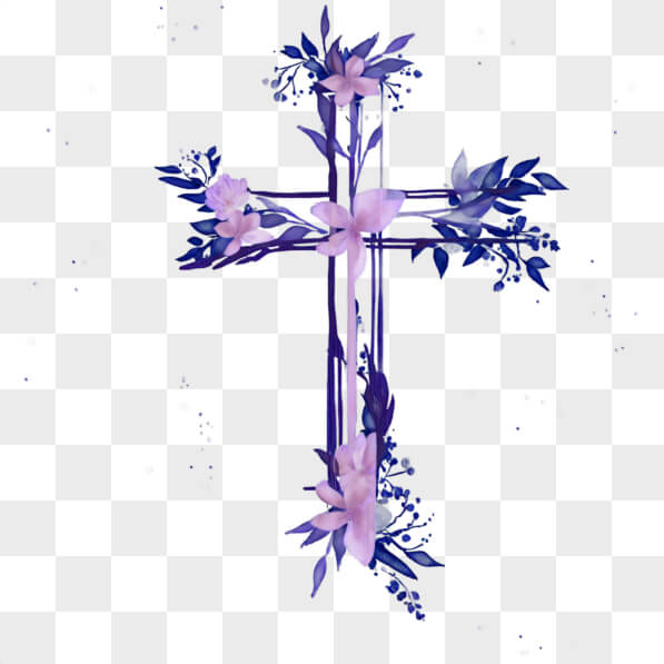 Download Purple Flower Cross in Space PNGs Online - Creative Fabrica