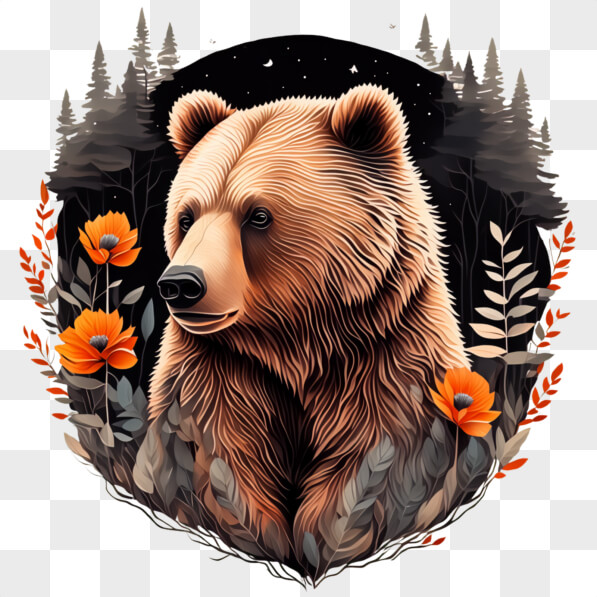 Télécharger Ours brun dans la forêt PNGs En Ligne - Creative Fabrica