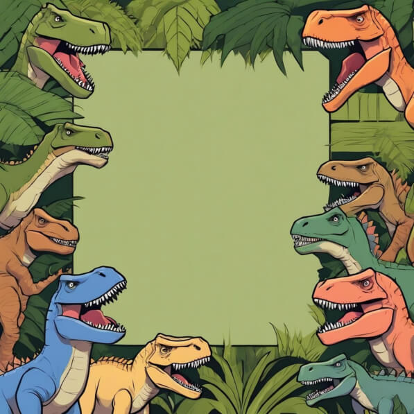 Download Cartoon Frame with Dinosaurs Backgrounds Online - Creative Fabrica