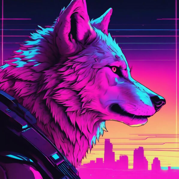 Download Neon Pink Hair Wolf in City Skyline Backgrounds Online ...