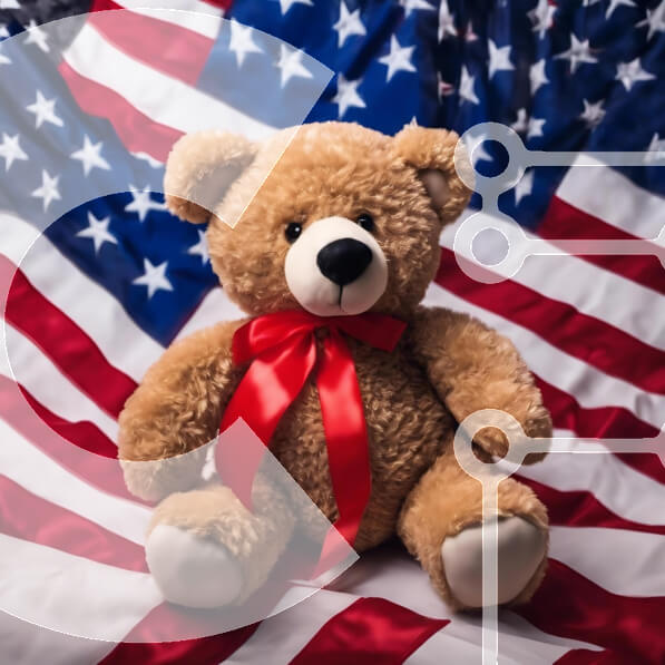 Patriotic Teddy Bear on 4th of July with American Flag stock photo ...