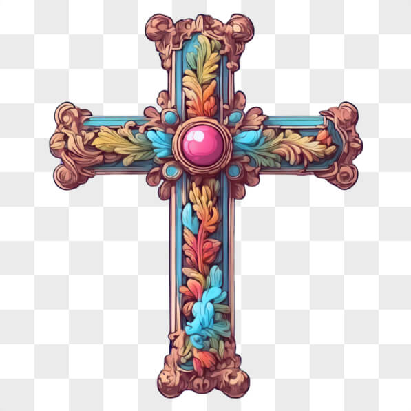 Descarga Cruz Adornada con Piedra Rosa Cartoons En Línea - Creative Fabrica